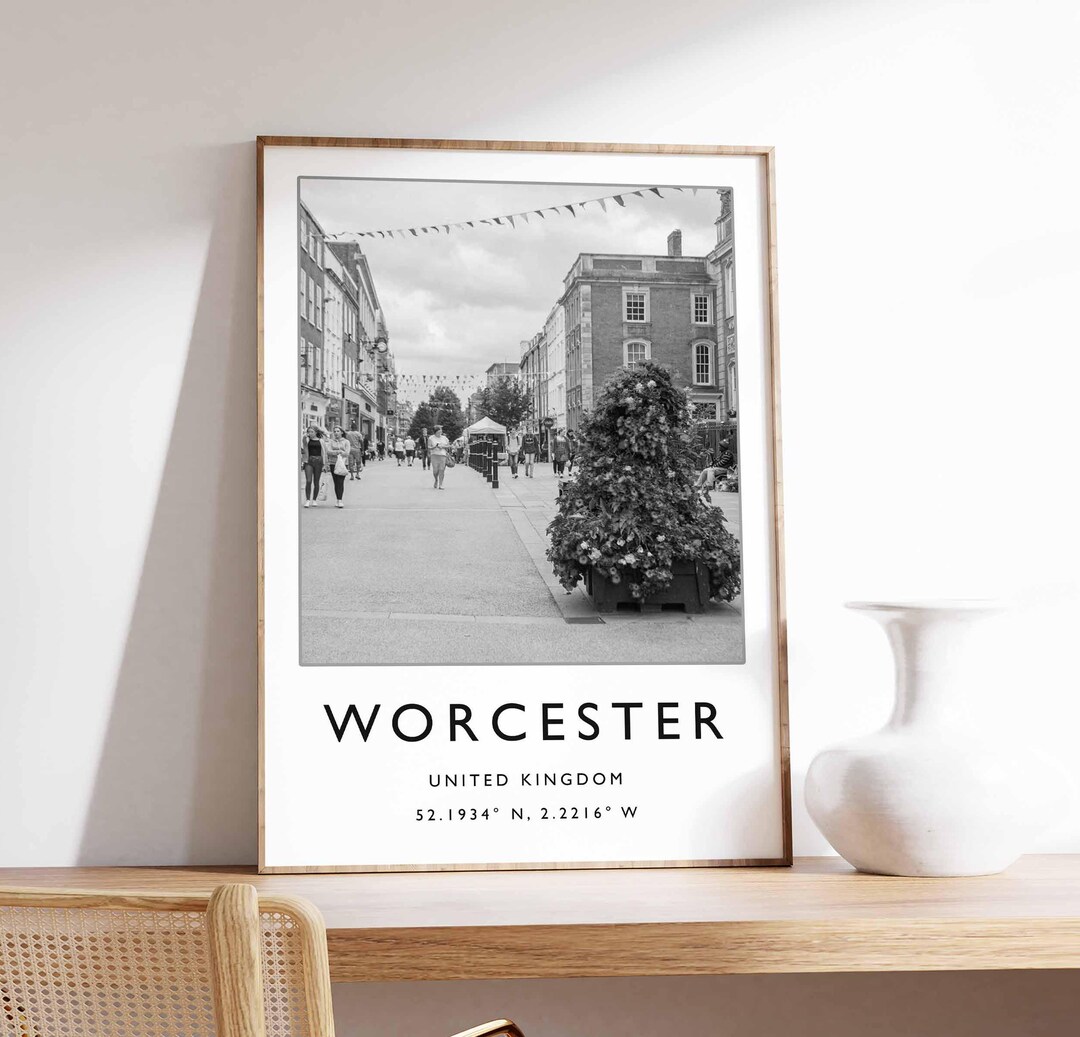 Worcester Poster, England Poster, Worcester Print, Worcester Wall Art ...