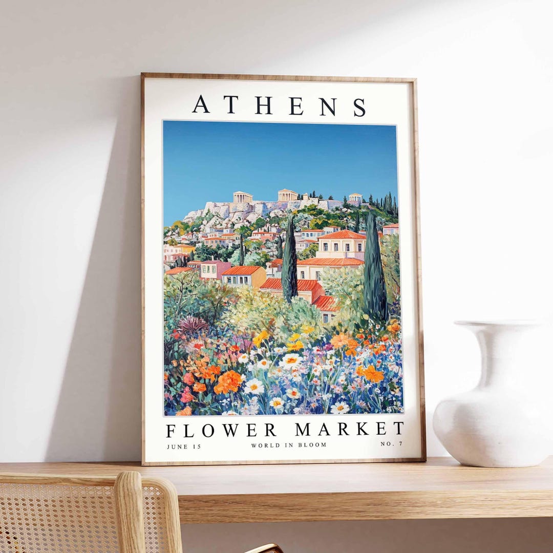 Athens Flower Market Poster: Greek Floral Art Print - Etsy