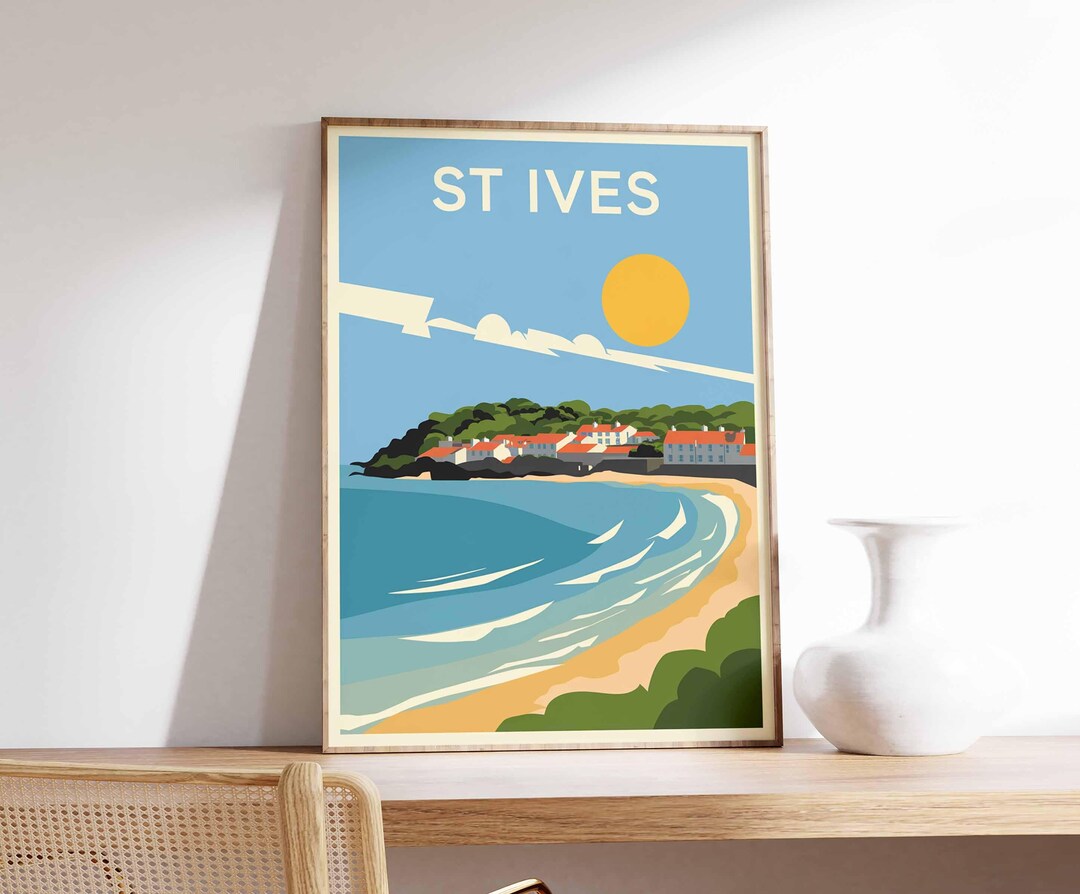 St Ives Print, Coastal Travel Poster, Cornwall Travel Print, Coastal ...