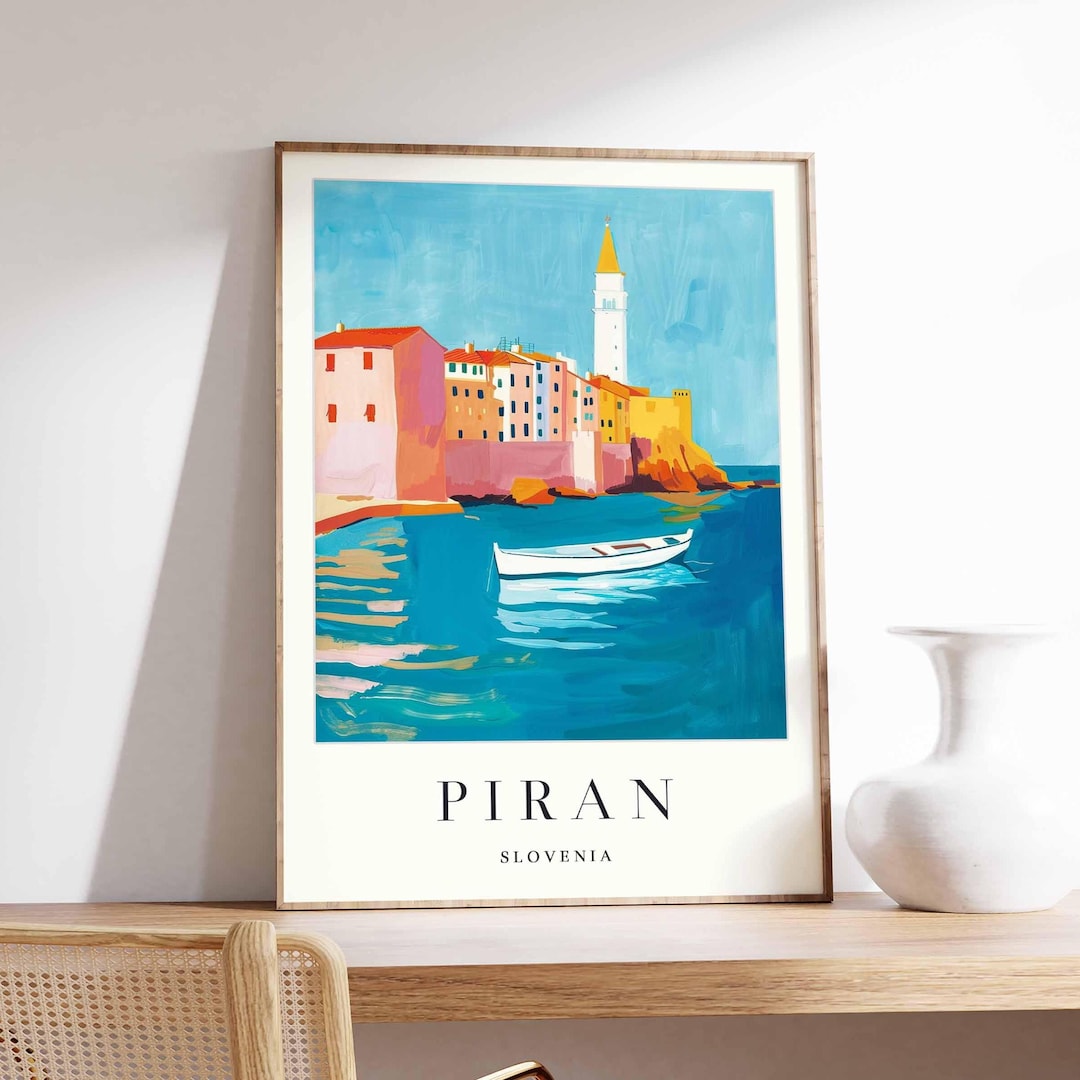 Piran Poster, Slovenia Travel Print, Slovenian Coast Wall Art, Adriatic ...