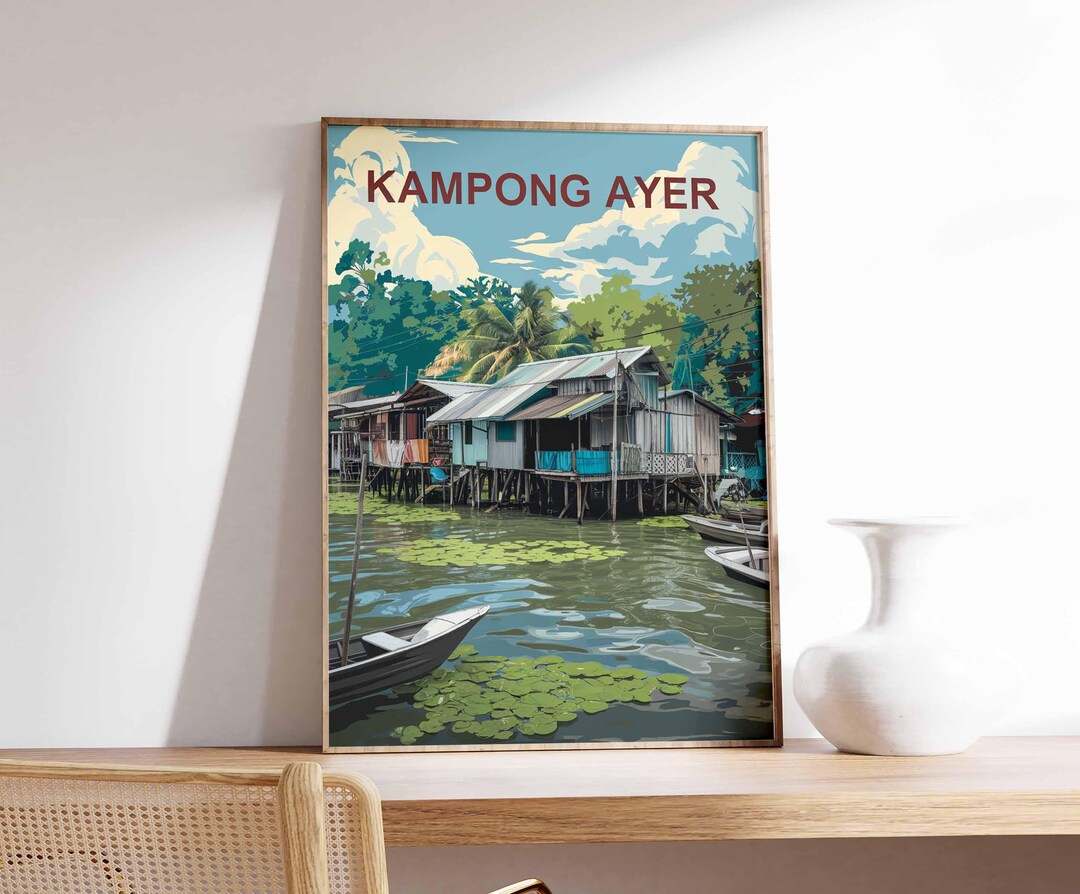 Kampong Ayer Print, Southeast Asia Poster, Brunei Travel Poster, Travel ...