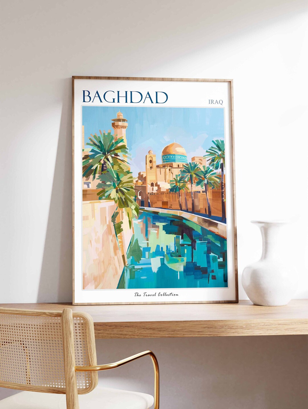 Baghdad Poster, Baghdad Travel Print, Islamic Decor, Tropical Wall Art, Iraq Decor, Middle ...