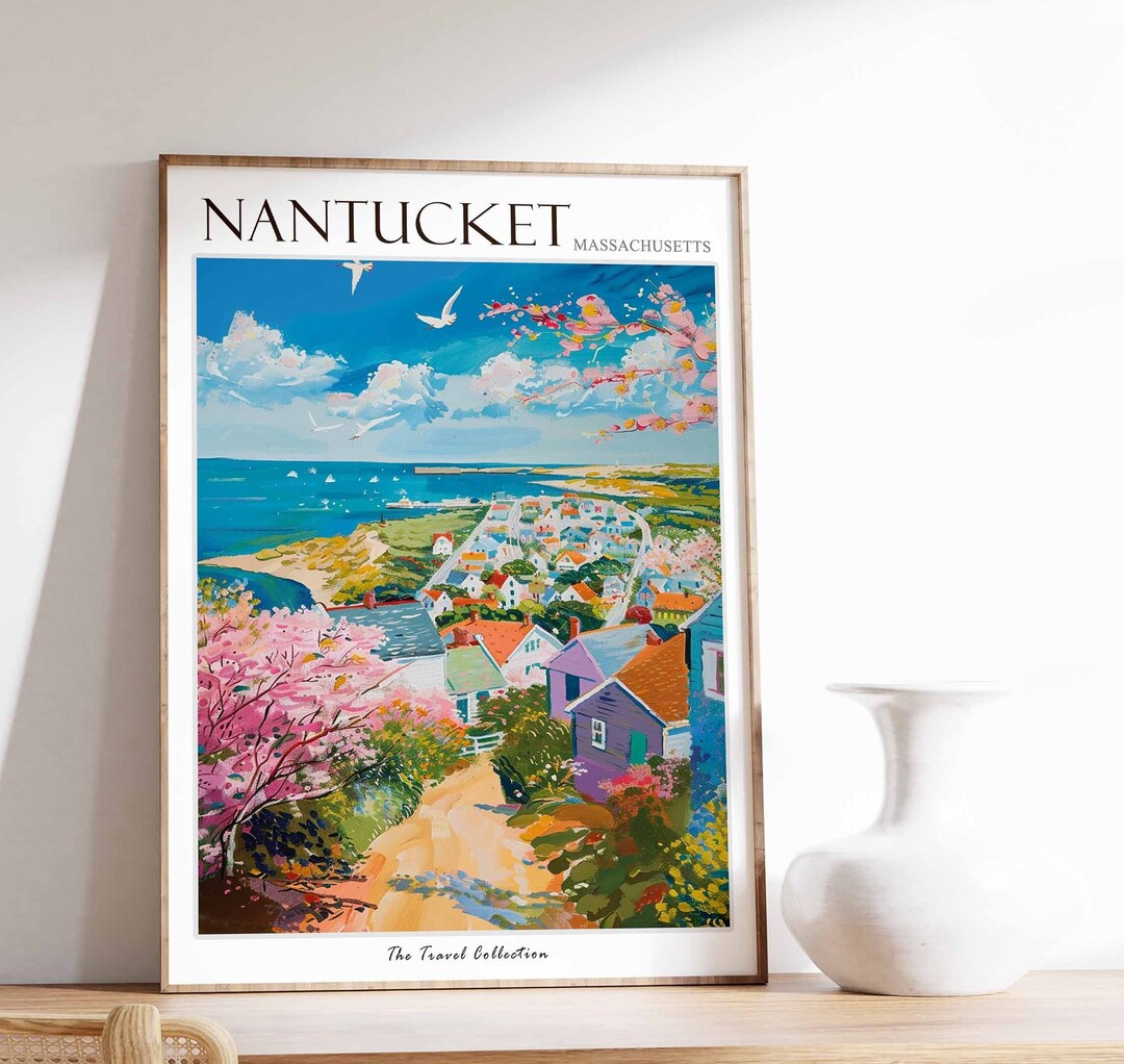 Nantucket Poster, Massachusetts Travel Print, North American Decor ...