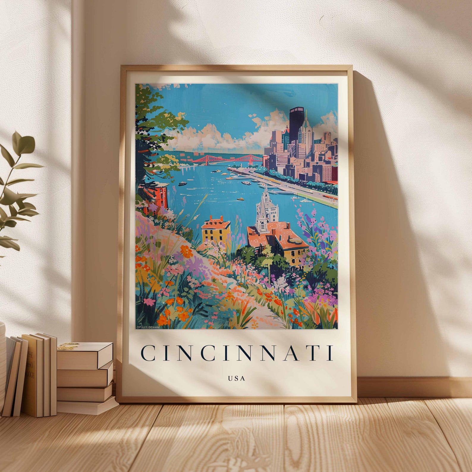 Cincinnati Skyline Poster: Ohio Travel Art, Midwest City Print - Etsy