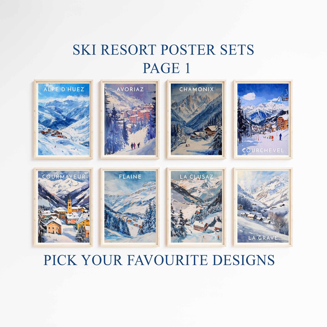 Ski Poster Sets, Skiing Poster Selection, Travel Poster, France Austria ...