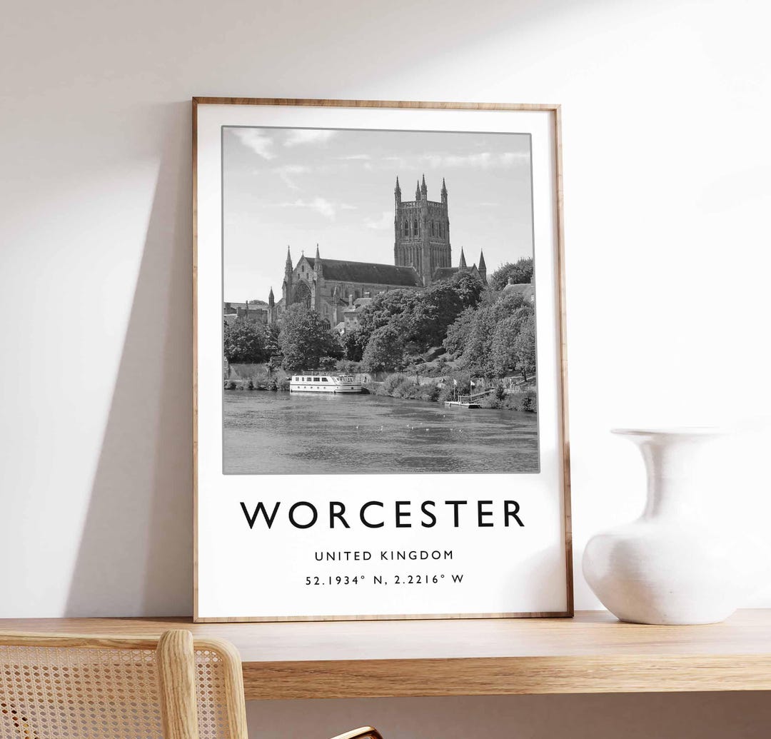 Worcester Poster, England Poster, Worcester Print, Worcester Wall Art ...