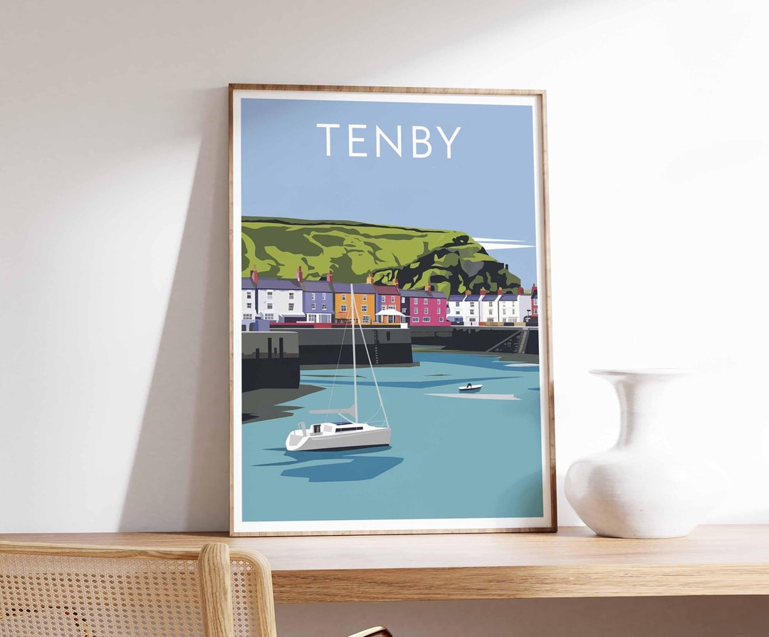 Tenby Print, Coastal Travel Poster, Wales Travel Print, Coastal Wall ...