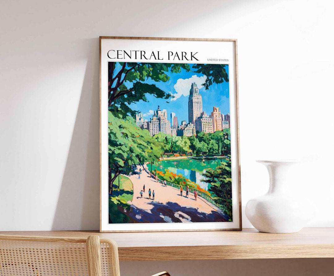Central Park Poster, New York Travel Print, Tropical Decor, City Wall ...