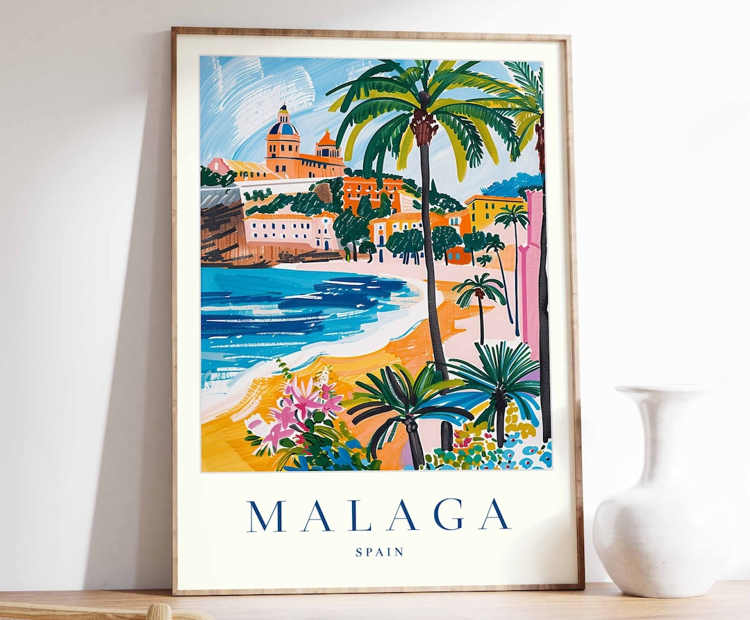 Málaga Poster, Málaga Travel Print, Spain Wall Art, Spanish Travel ...