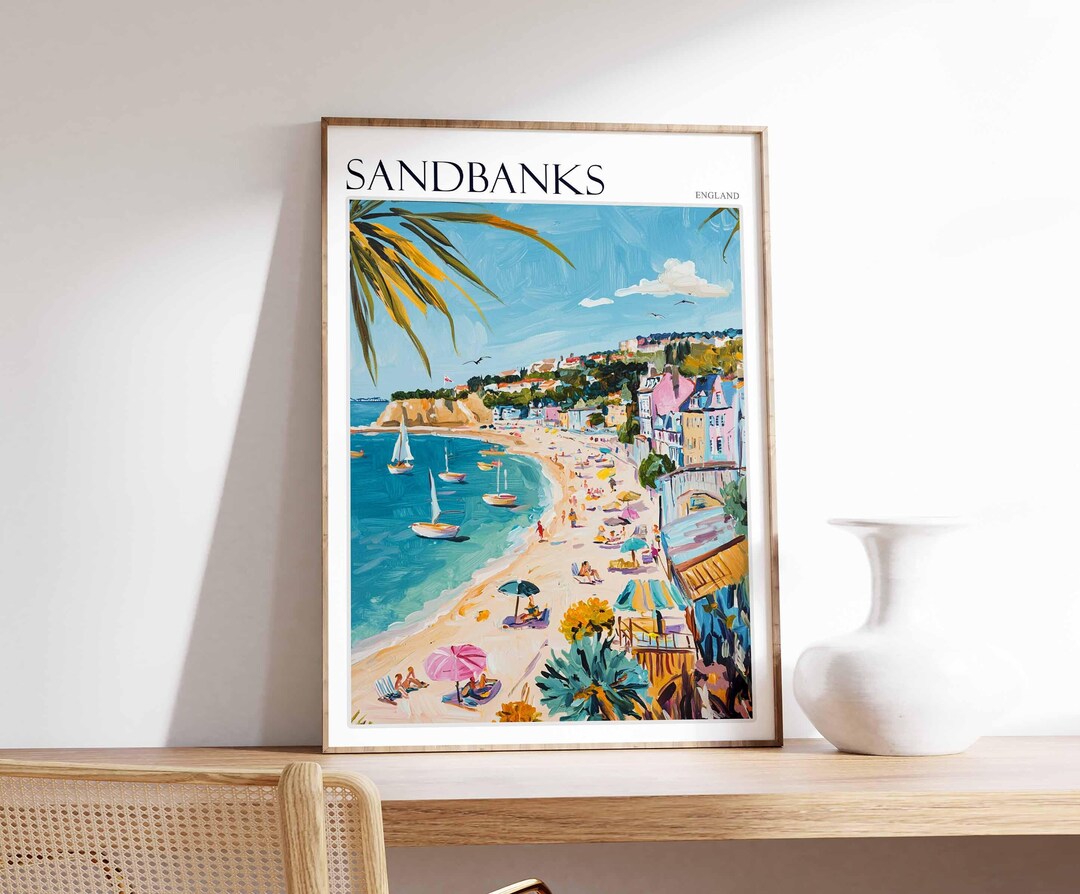 Sandbanks Beach Travel Poster: Coastal UK Wall Art - Etsy