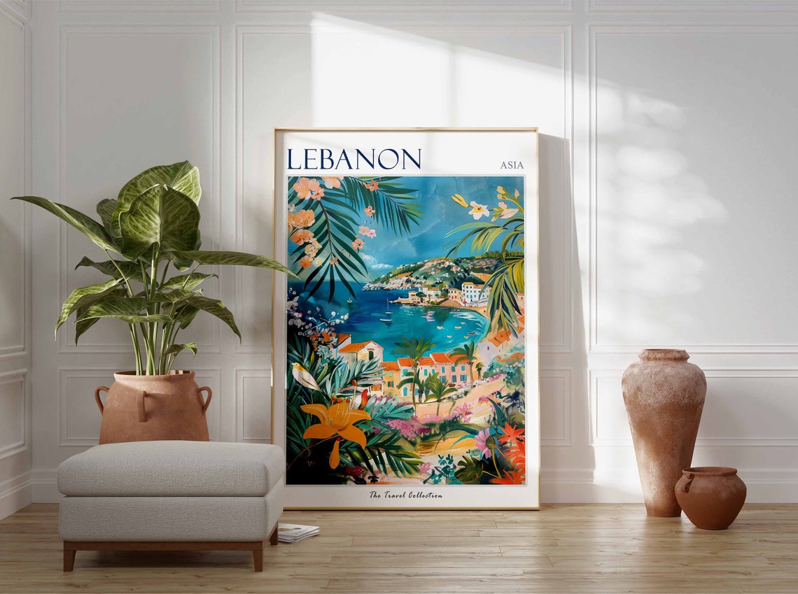 Lebanon Travel Poster: Middle Eastern Landscape Art Print - Etsy