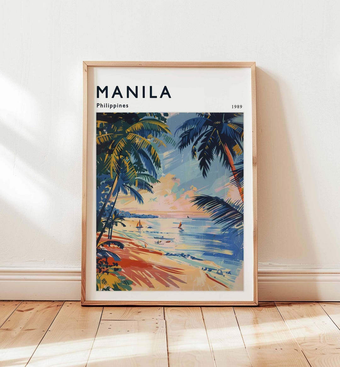 Manila Philippines Travel Poster: Southeast Asia Cityscape Wall Art - Etsy