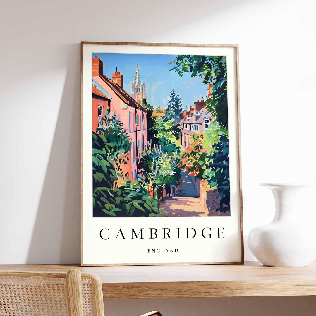 Cambridge Poster, Cambridge University Print, UK Travel Poster, River ...