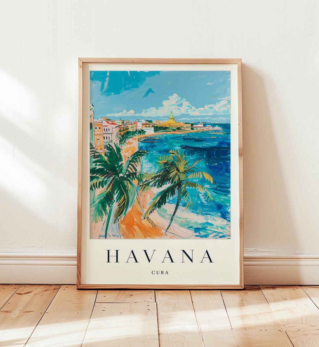 Havana Poster, Cuba Travel Print, Caribbean Wall Art, Old Havana Decor ...