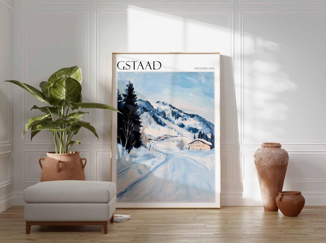 Skiing Travel Poster, Skiing Art, Gstaad Poster, Gstaad Wall Art, Swiss ...