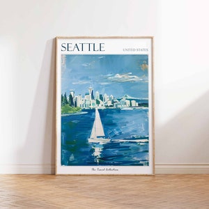 Seattle Poster, Seattle Travel Print, Tropical Decor, Sea Wall Art ...