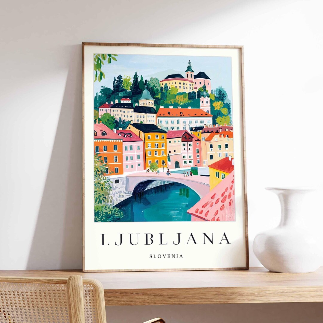 Ljubljana Poster: Slovenia Travel Art, Balkan Decor - Etsy