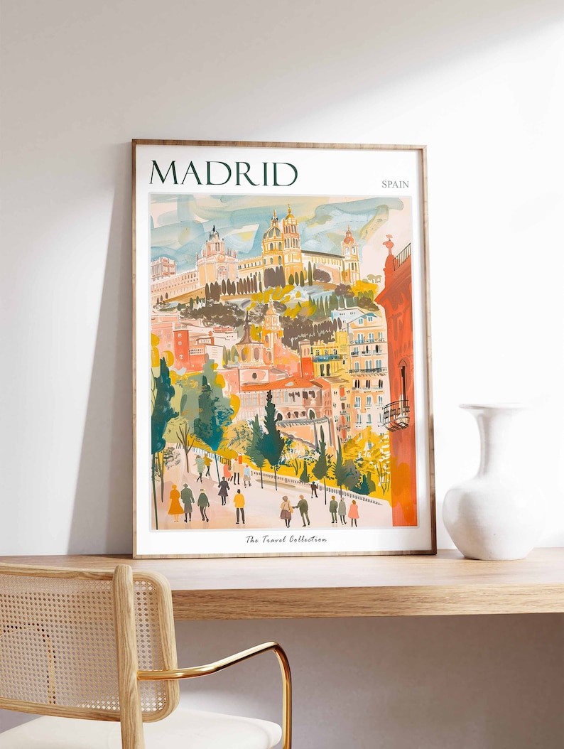 Madrid Travel Poster: Spanish City Wall Art - Etsy