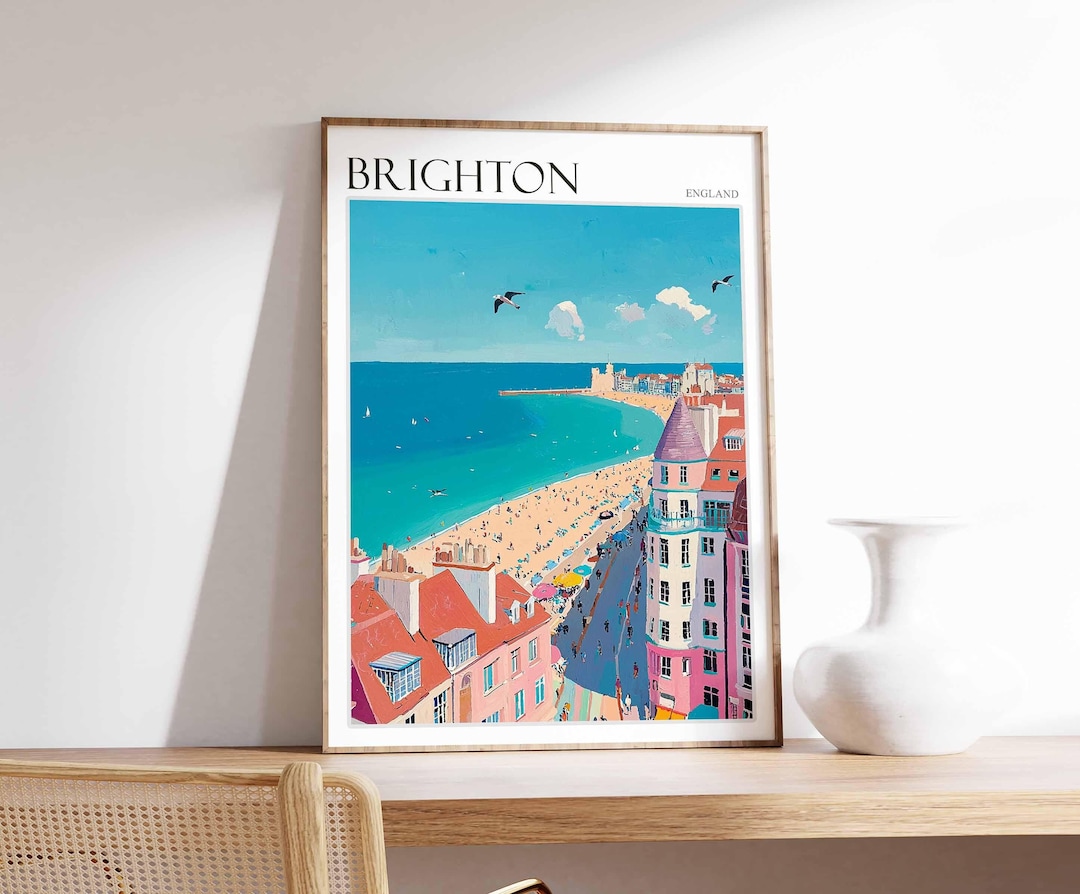 Brighton Poster, England Travel Poster, Seaside Poster, British Decor ...