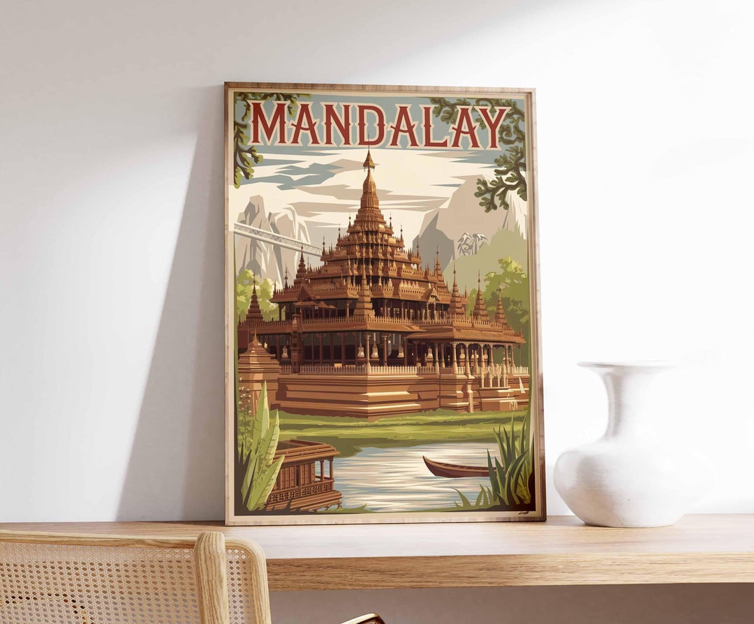 Mandalay Print, Southeast Asia Poster, Myanmar Travel Poster, Travel ...