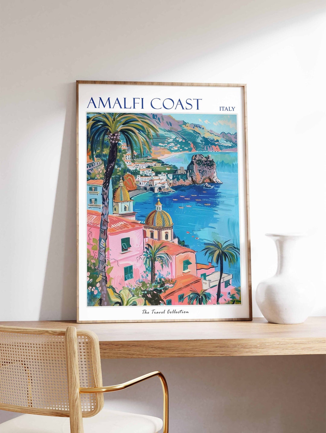 Amalfi Coast Poster, Amalfi Travel Print, Italy Travel Poster, Tropical ...