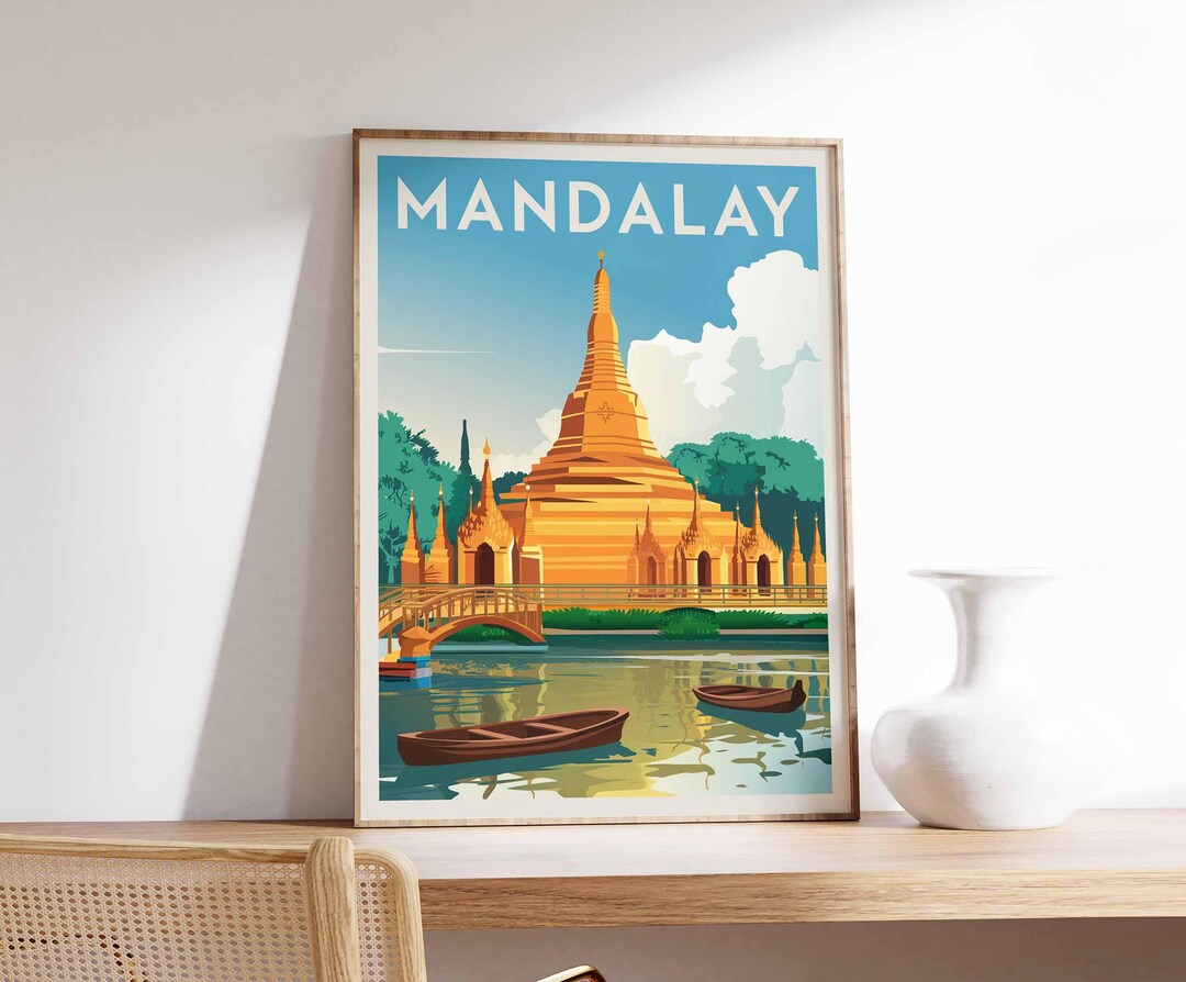 Mandalay Print, Southeast Asia Poster, Myanmar Travel Poster, Travel ...