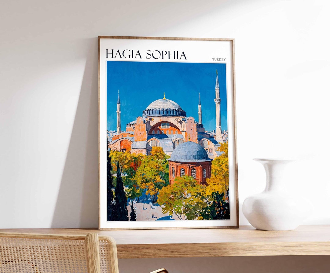 Hagia Sophia Poster, Turkey Travel Print, Islamic Wall Art, Tropical ...
