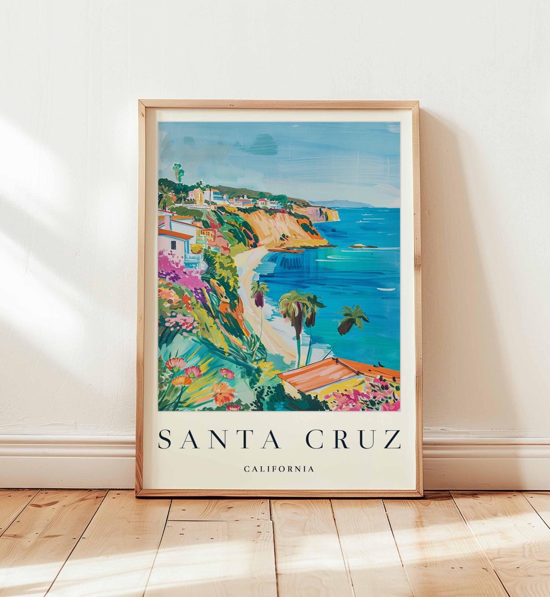 Santa Cruz Boardwalk Poster: California Surf Town Coastal Art - Etsy