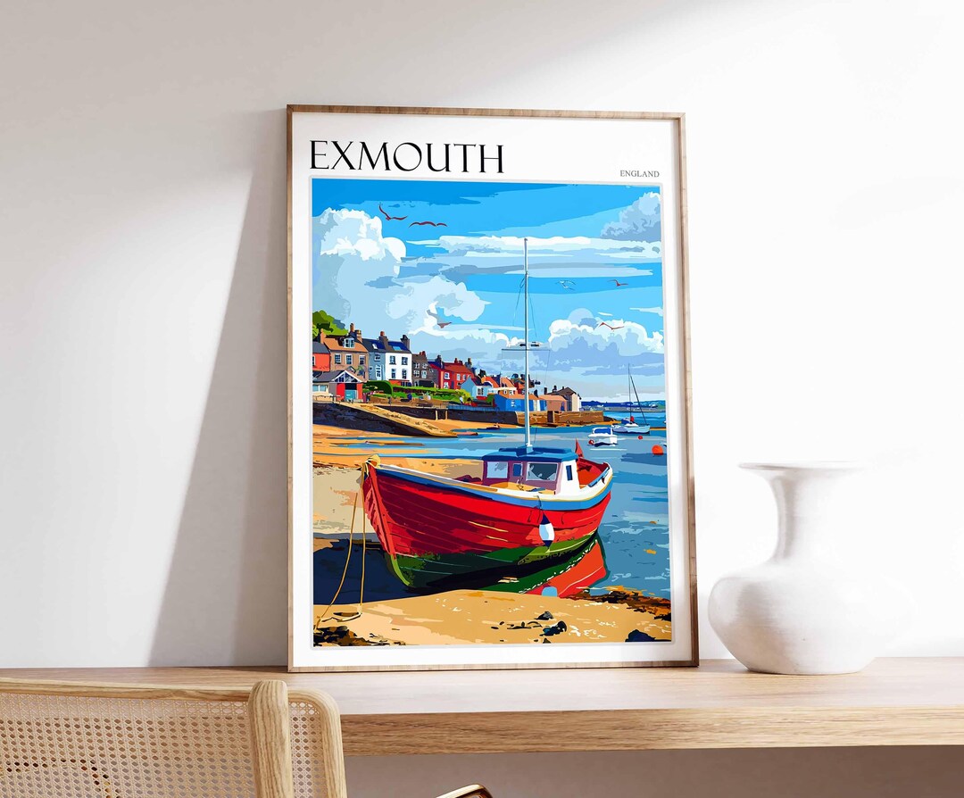 Exmouth Poster, Devon Poster, England Travel Poster, Coastal Wall Art ...