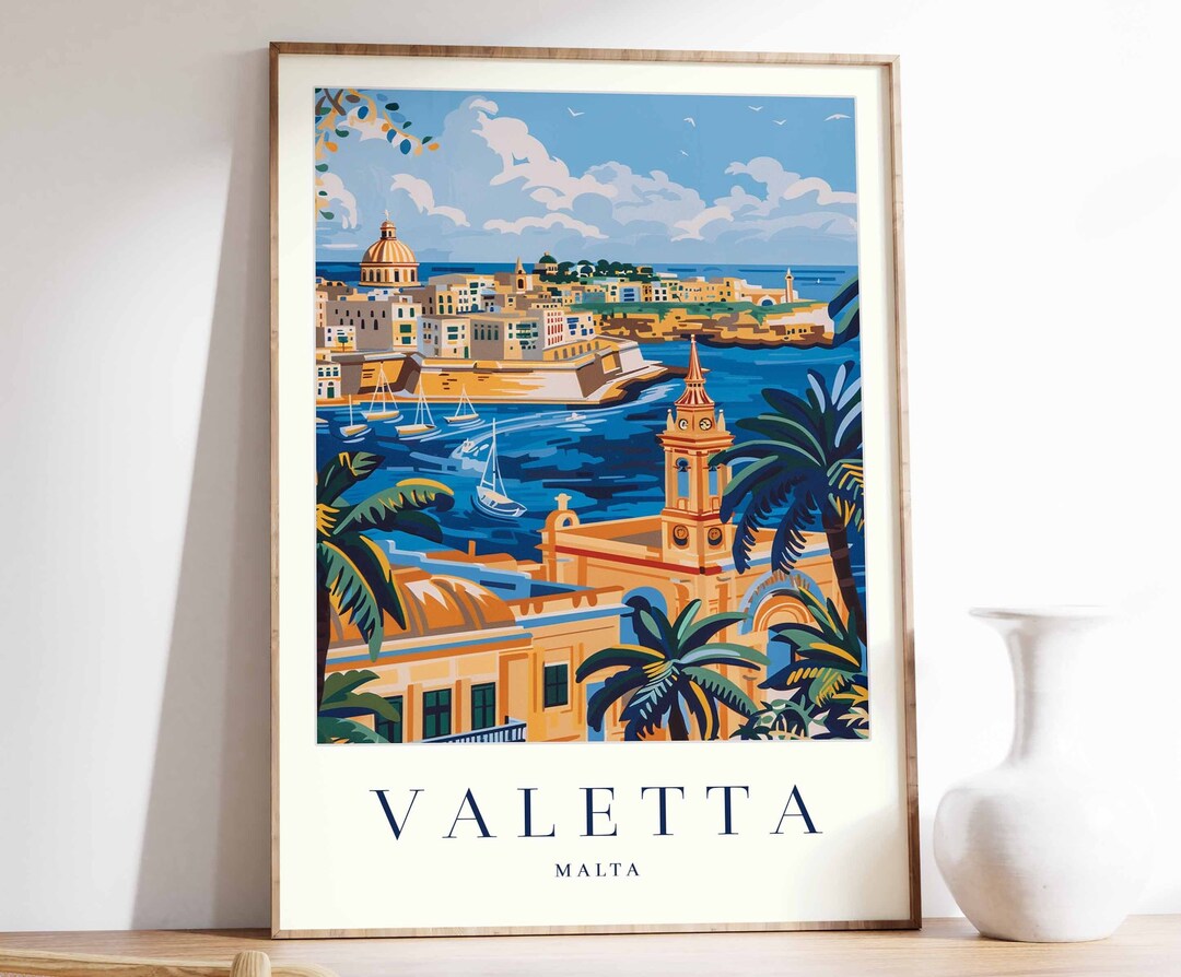 Valletta Poster, Valletta Travel Print, Malta Wall Art, Maltese Travel ...