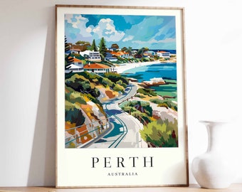 Perth Traditional Travel Print - Australia, Perth Print, Perth Poster ...