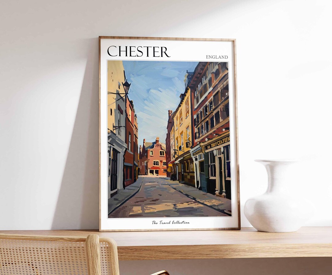 Chester Poster, England Travel Print, British Decor, United Kingdom ...