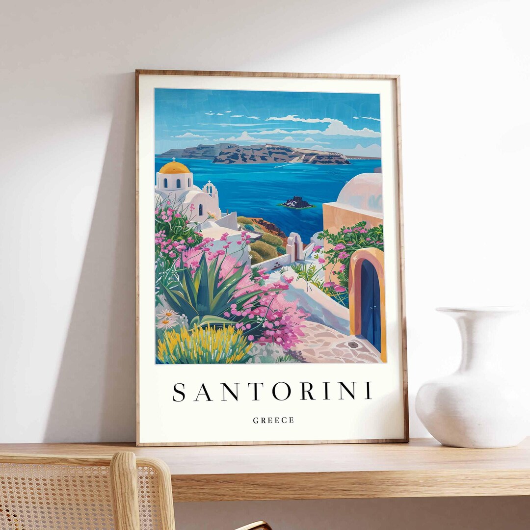 Santorini Sunset Poster: Greek Island Coastal Wall Art - Etsy