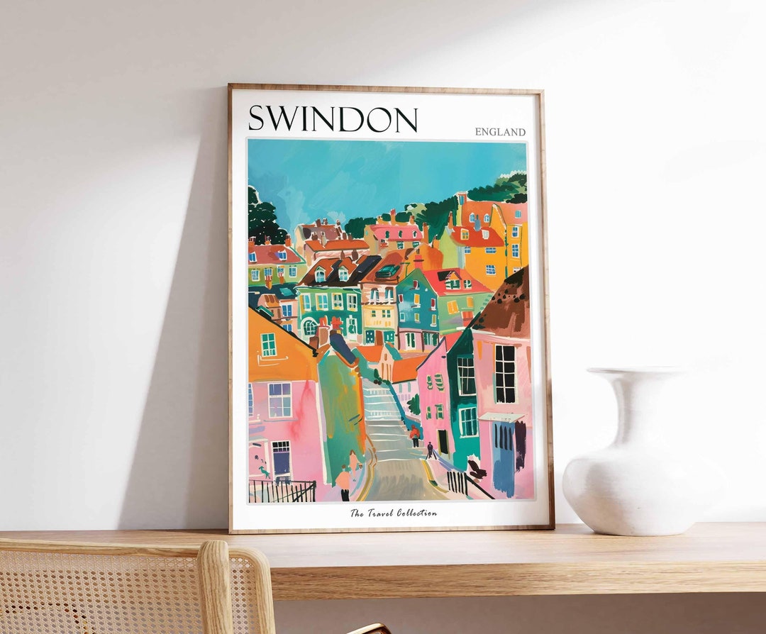 Swindon Travel Poster: England Botanical Art Print - Etsy