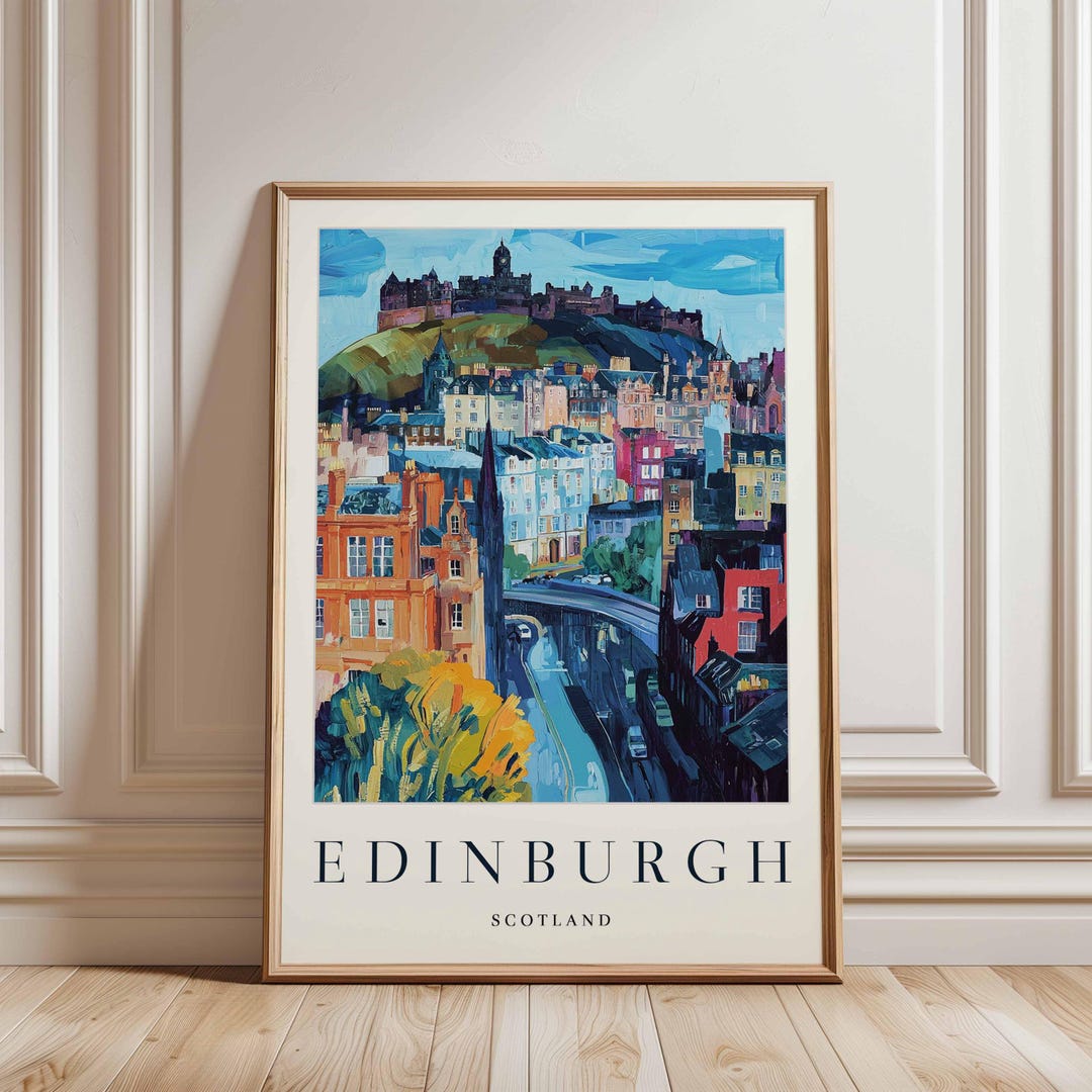 Edinburgh Poster, Scotland Travel Print, UK Wall Art, Cityscape Decor ...