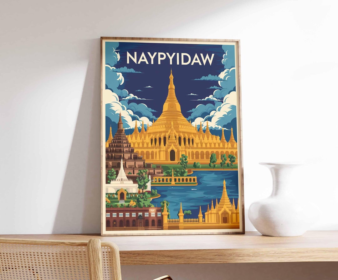 Naypyidaw Print, Southeast Asia Poster, Myanmar Travel Poster, Travel ...