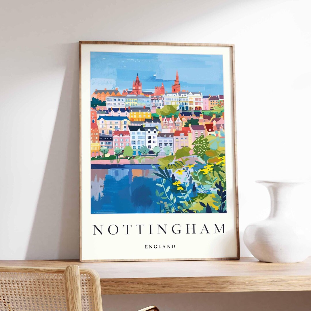 Nottingham Poster, England Travel Print, UK City Wall Art, East ...