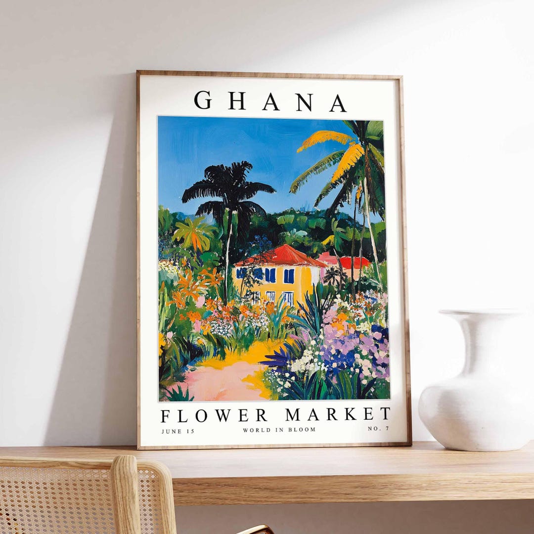 Ghana Flower Market Poster, Ghana Print, Ghanaian Floral Wall Art ...