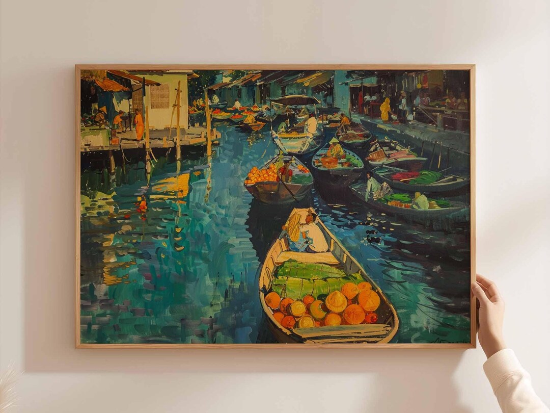Cambodia Travel Poster: Floating Market Art Print - Etsy