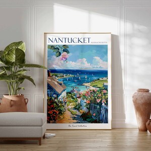 Nantucket Poster, Massachusetts Travel Print, North American Decor ...