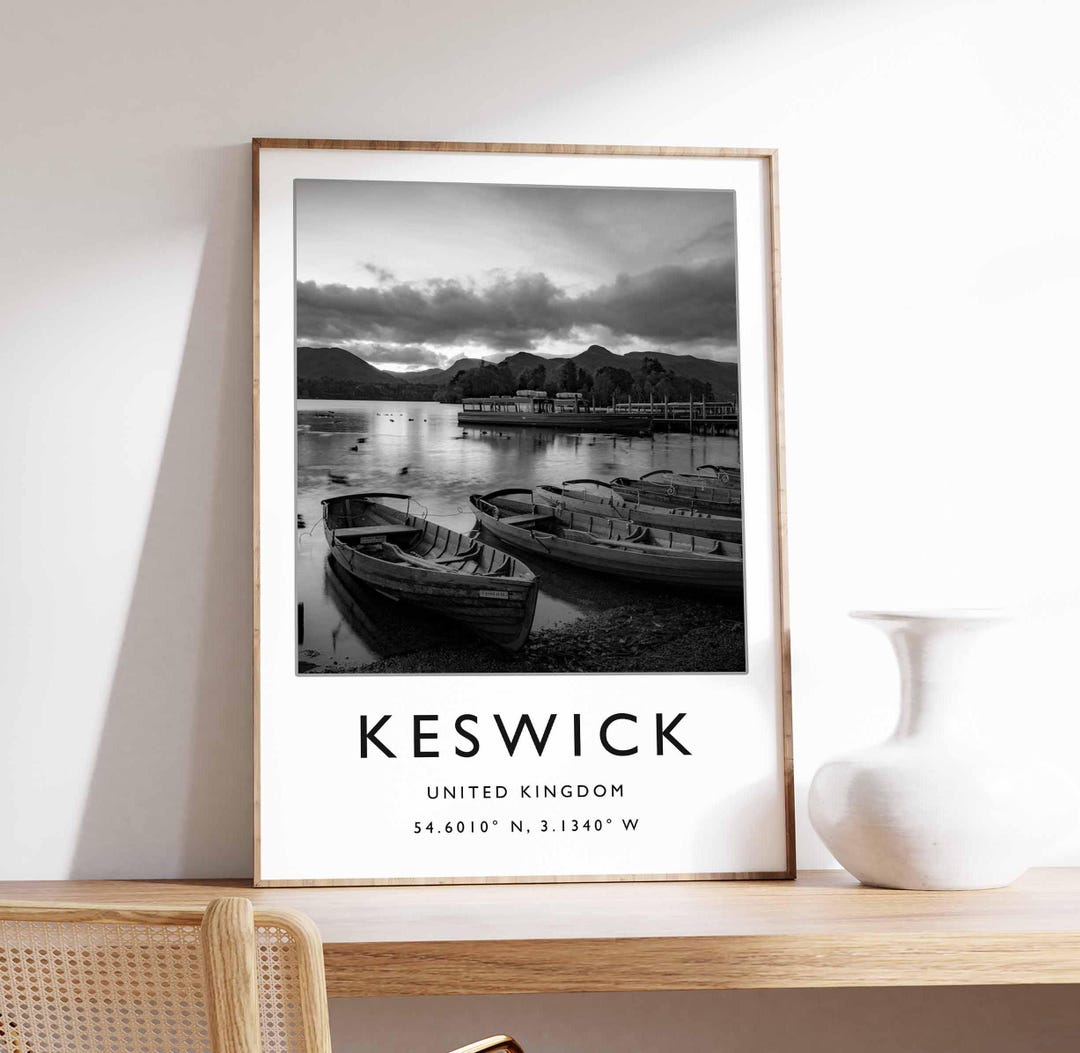 Keswick Poster, UK Poster, Keswick Wall Art, Watercolor Print, Lake ...