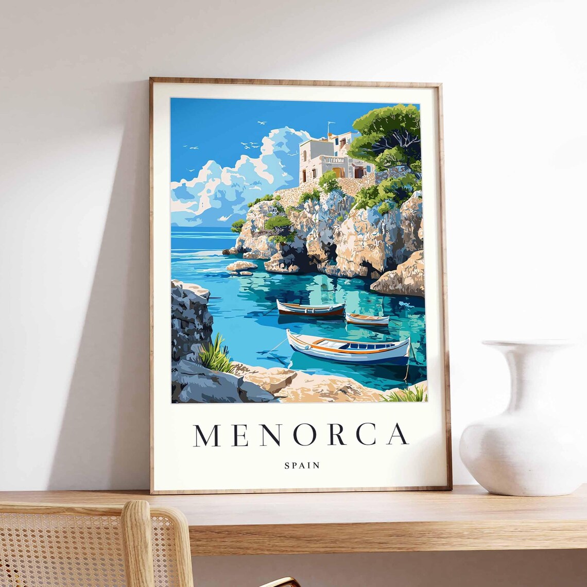 Menorca Travel Poster: Spain Coastal Art Print - Etsy