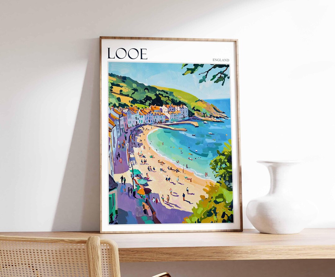 Looe Poster, Cornwall Poster, UK Travel Poster, Coastal Wall Art, UK ...
