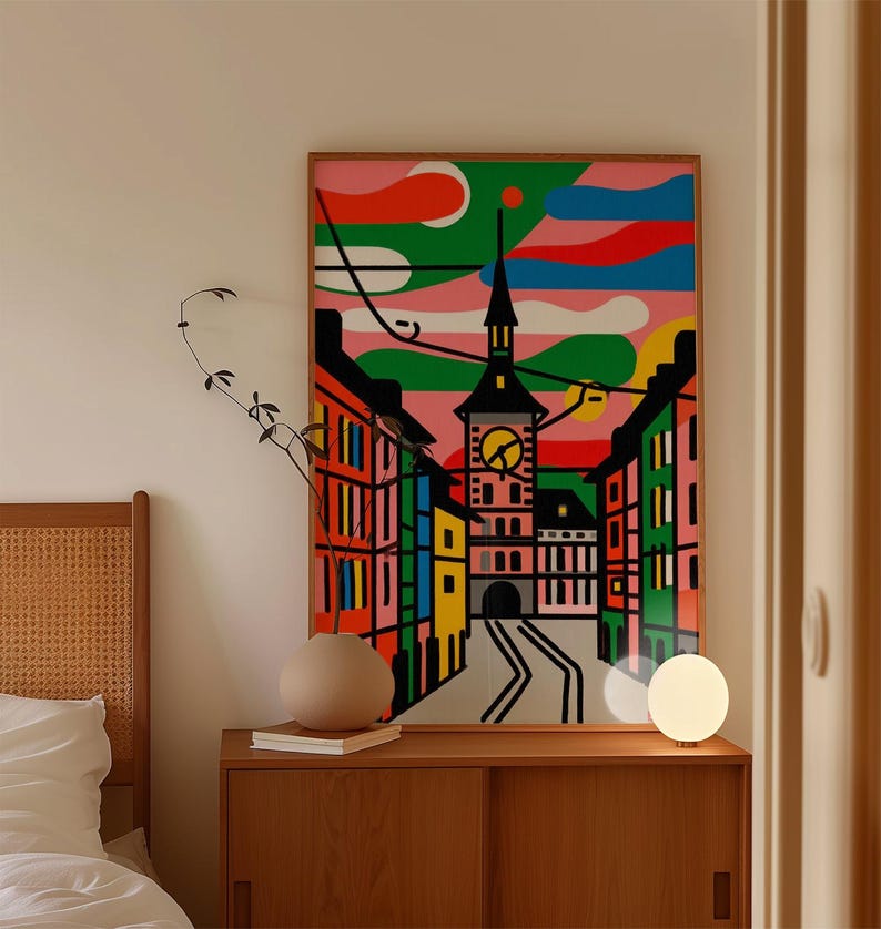 Bern Travel Poster | Clock Tower Print | City Wall Art - Etsy UK