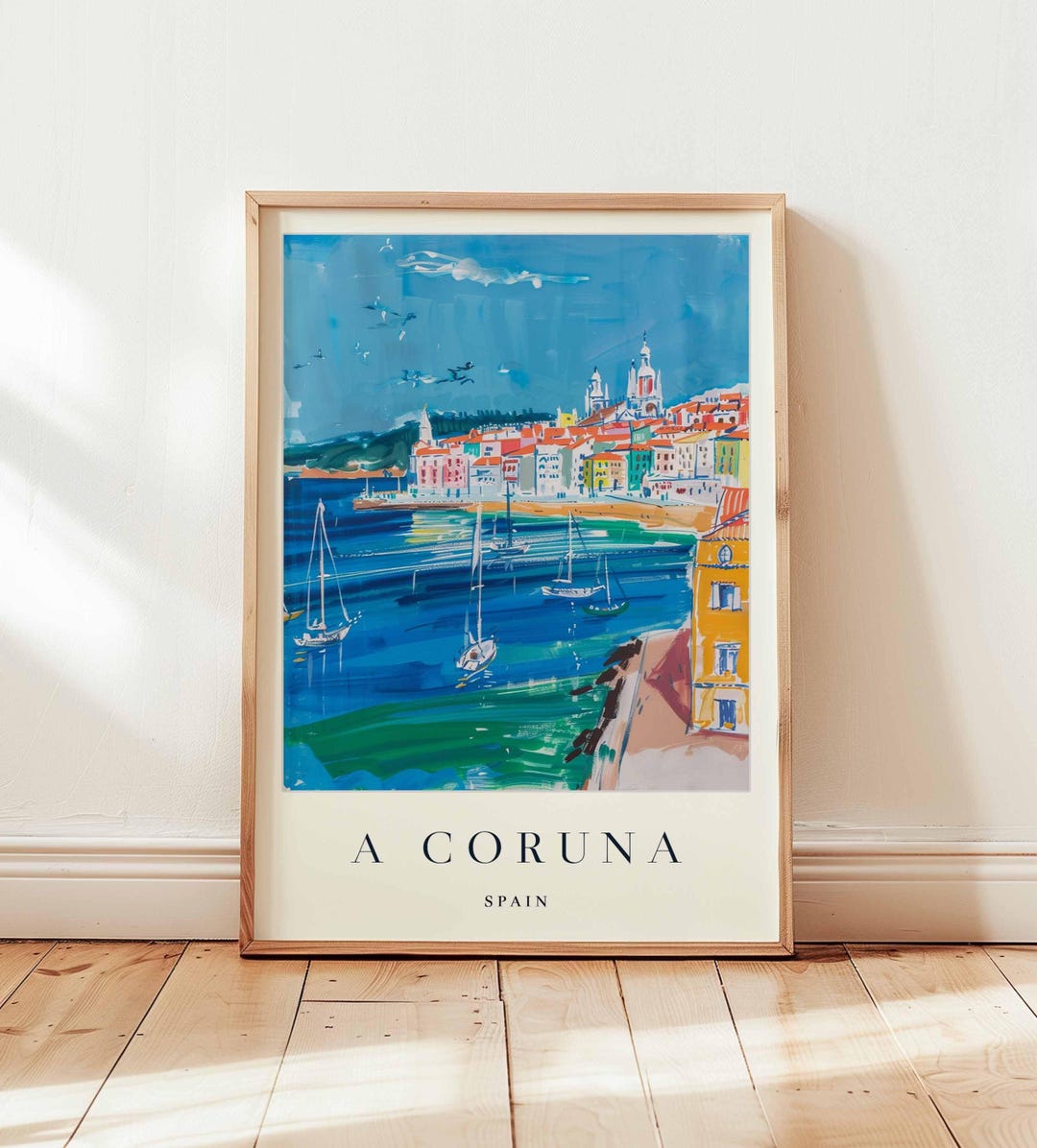 A Coruña Spain Travel Poster: Galicia Coastal Wall Art - Etsy