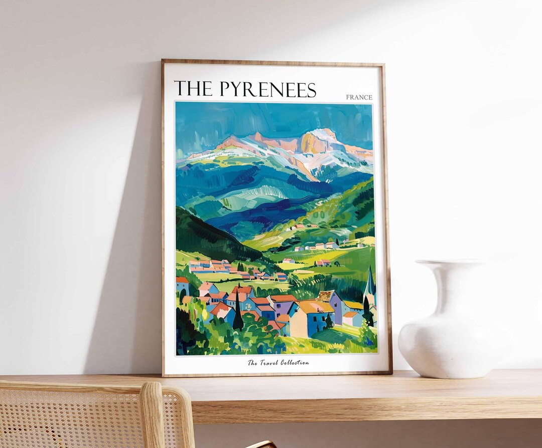 The Pyrenees Poster, France Travel Print, French Decor, Europe Travel ...