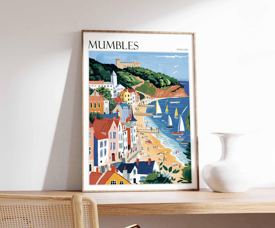 Mumbles Wales Travel Poster: Coastal Seaside Art - Etsy