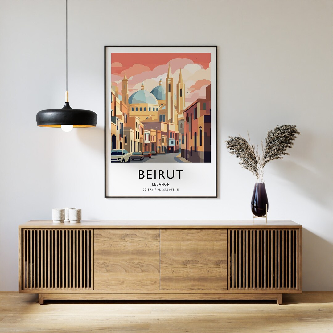Beirut Lebanon Travel Poster: Colorful Cityscape Art Print - Etsy