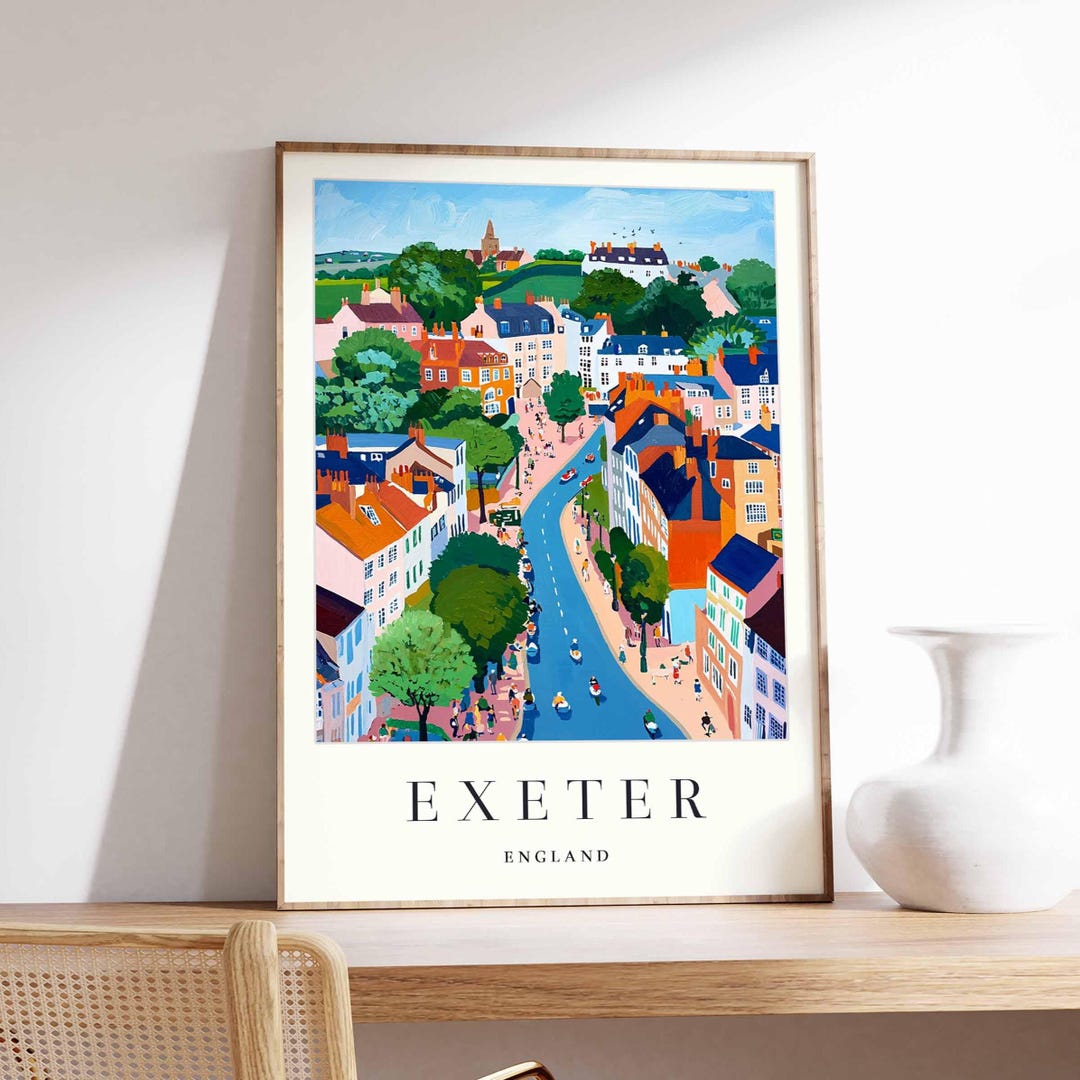 Exeter Poster, England Travel Print, British Decor, United Kingdom ...