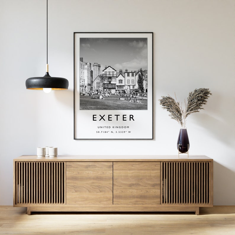 Exeter England Travel Poster: Minimalist Black and White Print - Etsy UK